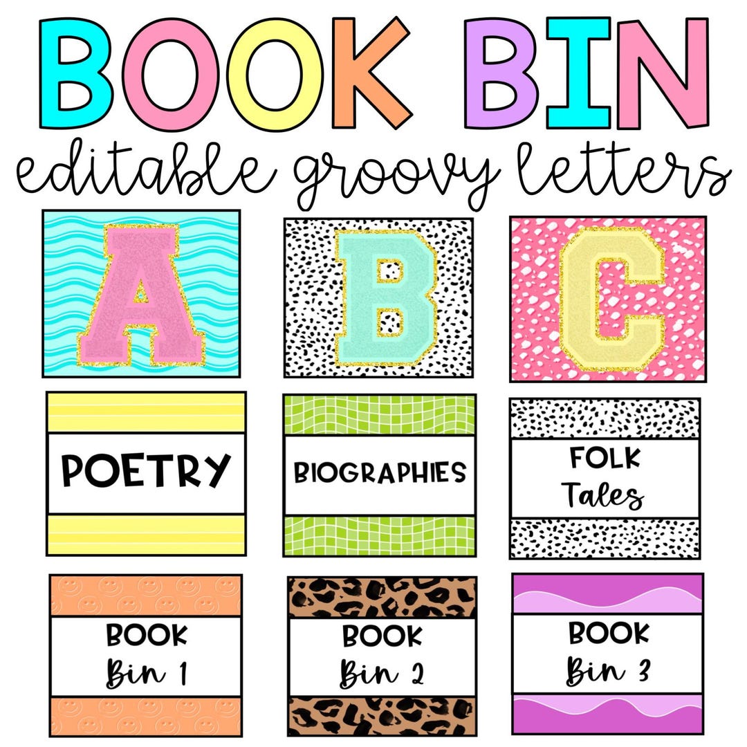 Groovy Leopard and Dalmatian Book Bin Labels L Editable - Etsy
