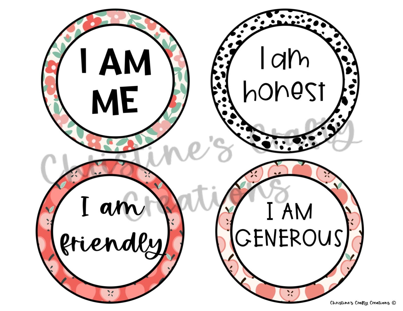 Preppy Dalmatian Affirmation Circles L Affirmation Mirror - Etsy