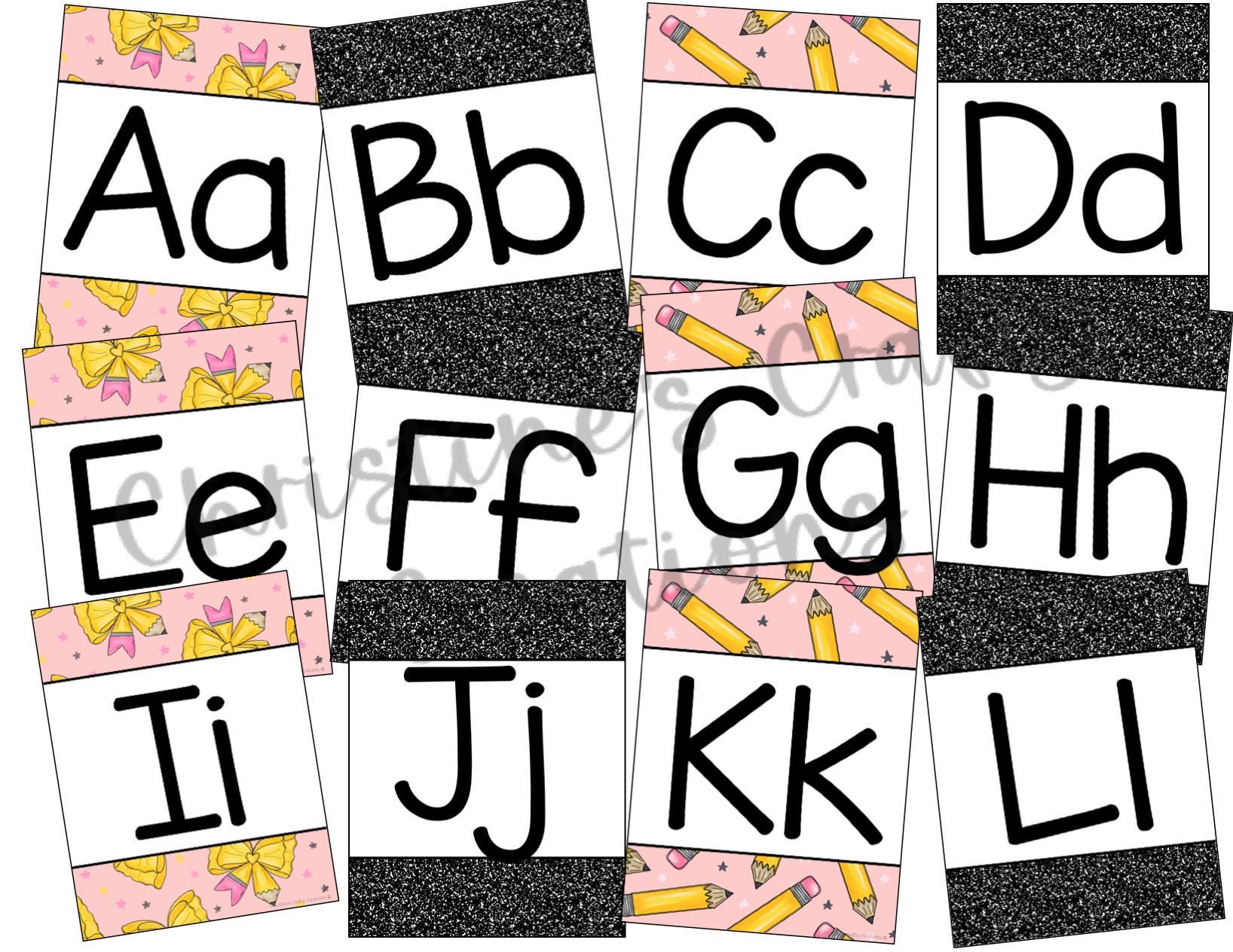 Coquette Bows and Pencils Alphabet Posters - Etsy