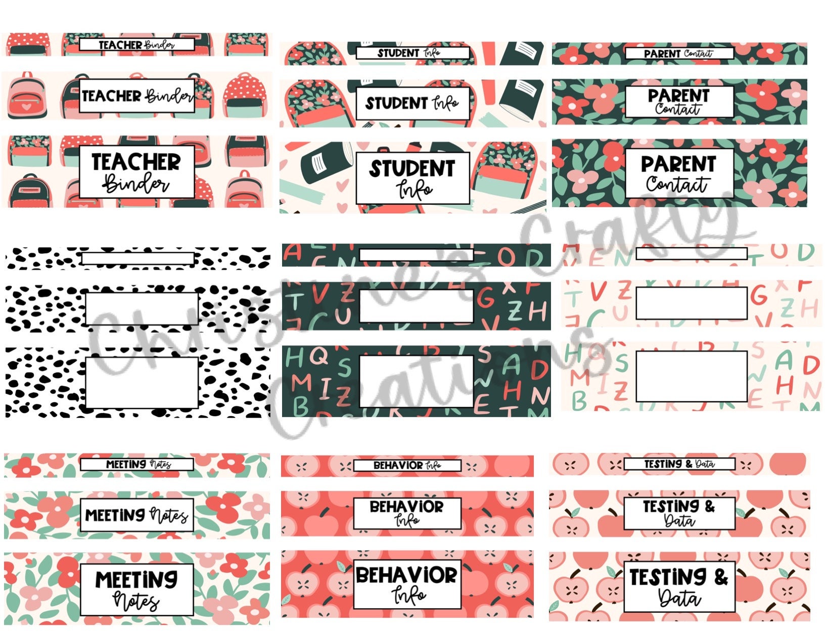 Preppy Dalmatian Binder Covers and Spines L Editable - Etsy