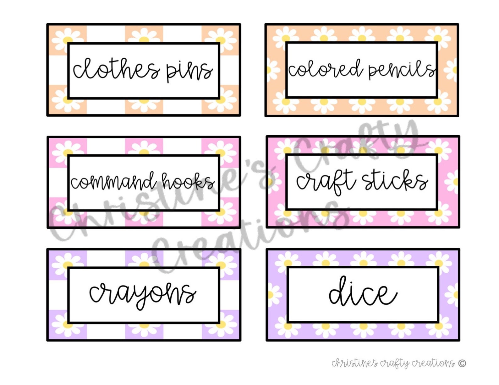 Retro Daisy Toolbox Labels L Editable - Etsy