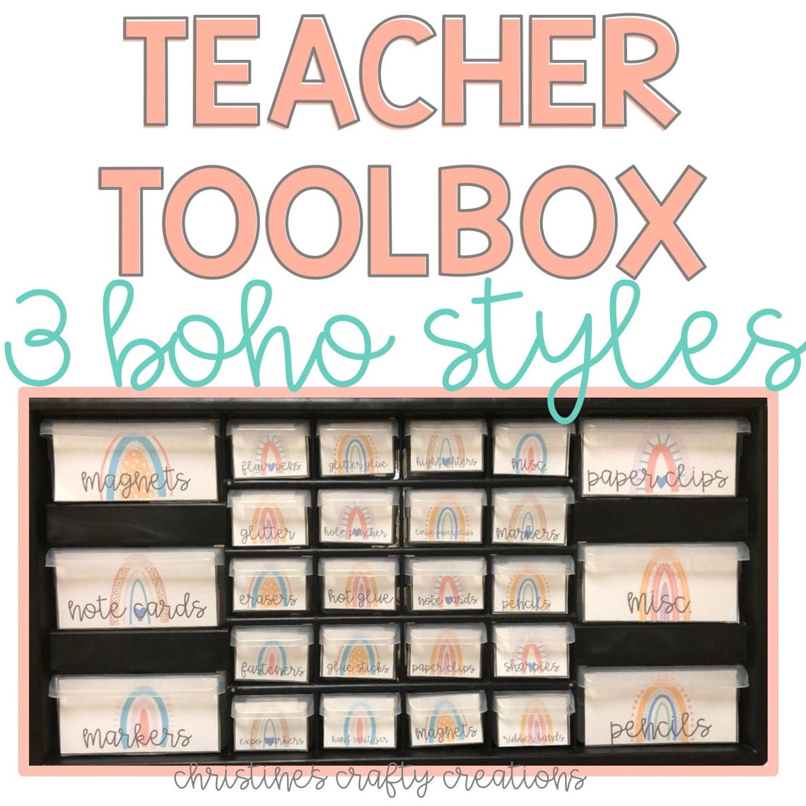 BOHO Teacher Toolbox Labels L Editable - Etsy
