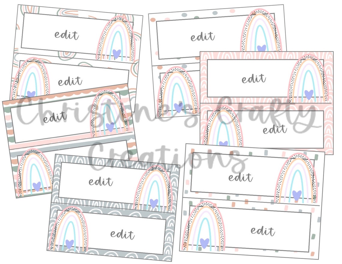 BOHO Name Tags L Editable - Etsy