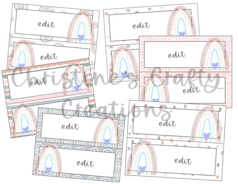 BOHO Name Tags L Editable - Etsy