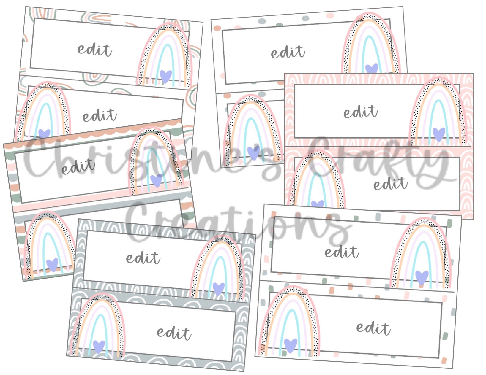 BOHO Name Tags L Editable - Etsy