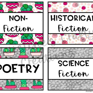 Cactus Book Bin Labels L Editable - Etsy