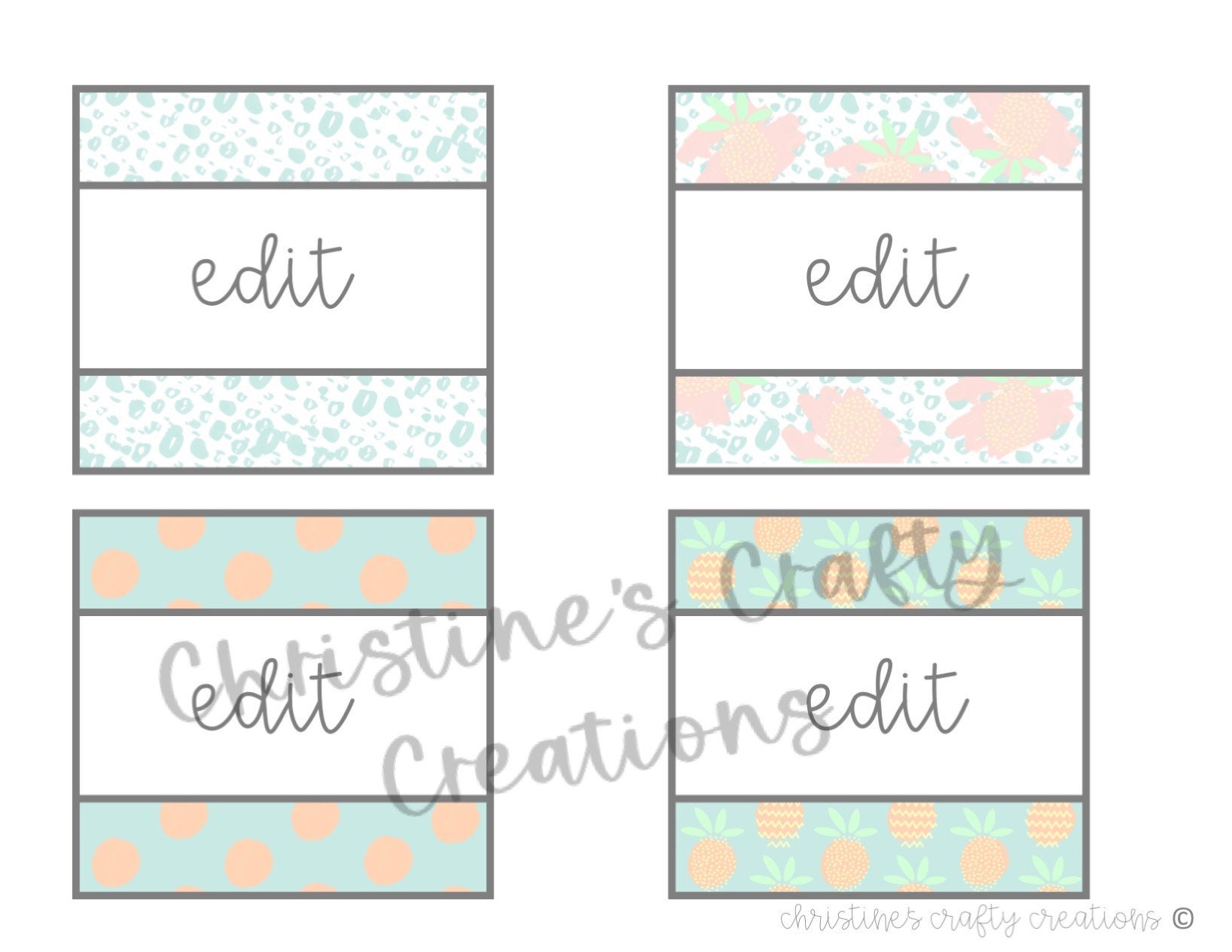 Pineapple Welcome Sign L Editable Door Labels L Pineapple Bulletin ...