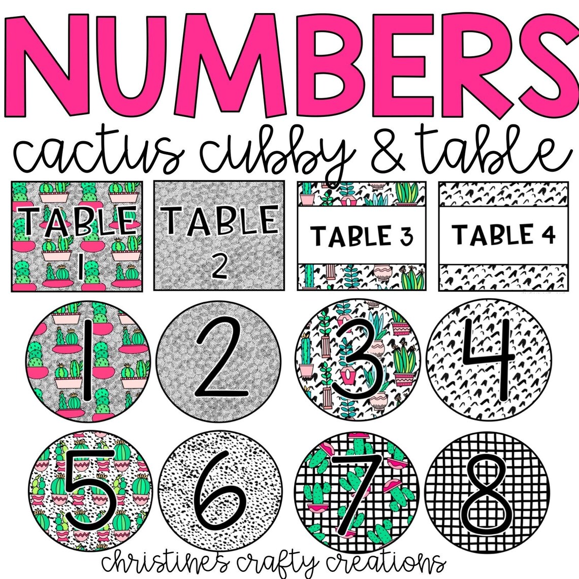 Cactus Table and Cubby Numbers - Etsy