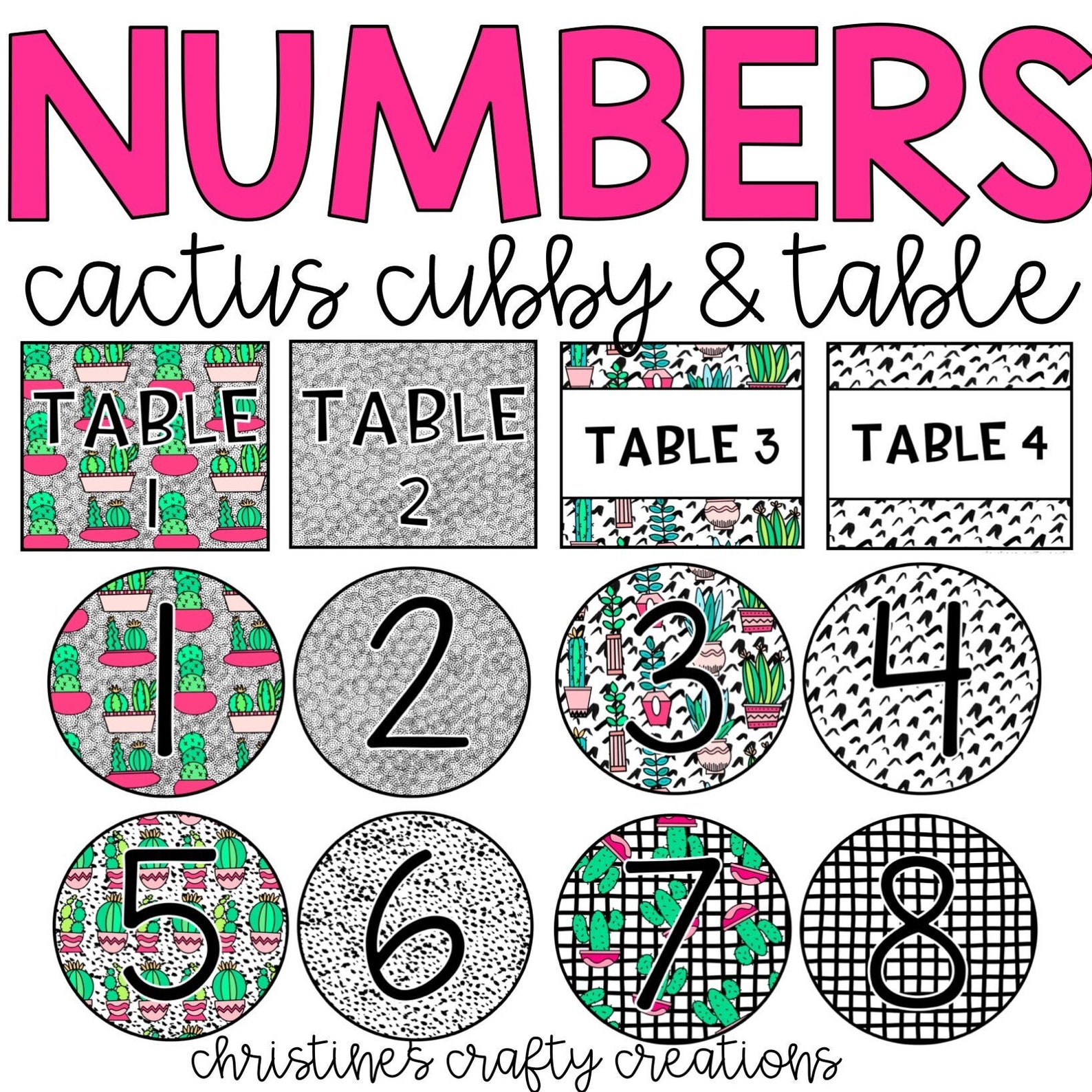 Cactus Table and Cubby Numbers - Etsy