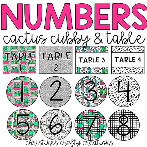 Cactus Table and Cubby Numbers - Etsy
