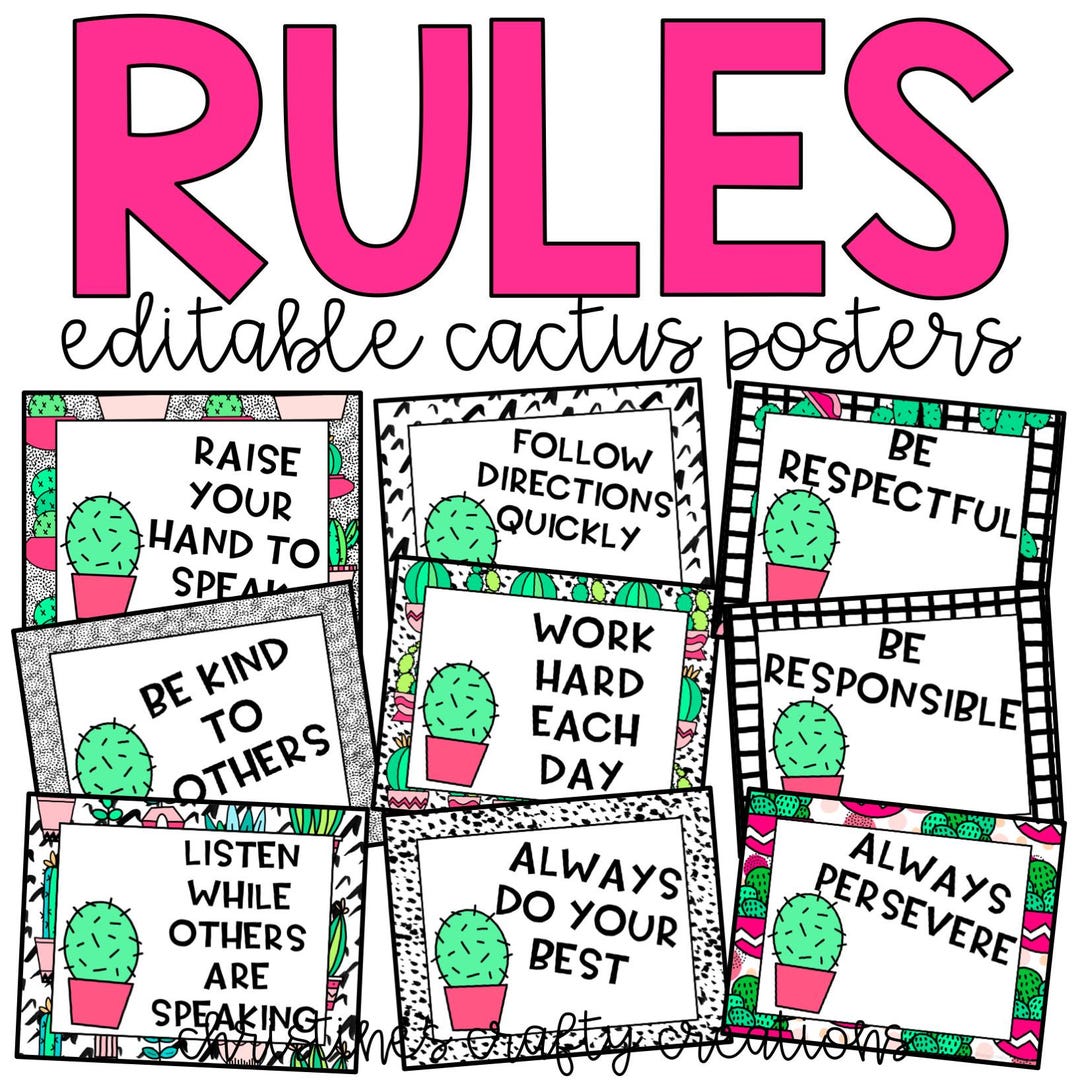 Cactus Classroom Rules Posters L Editable - Etsy Canada