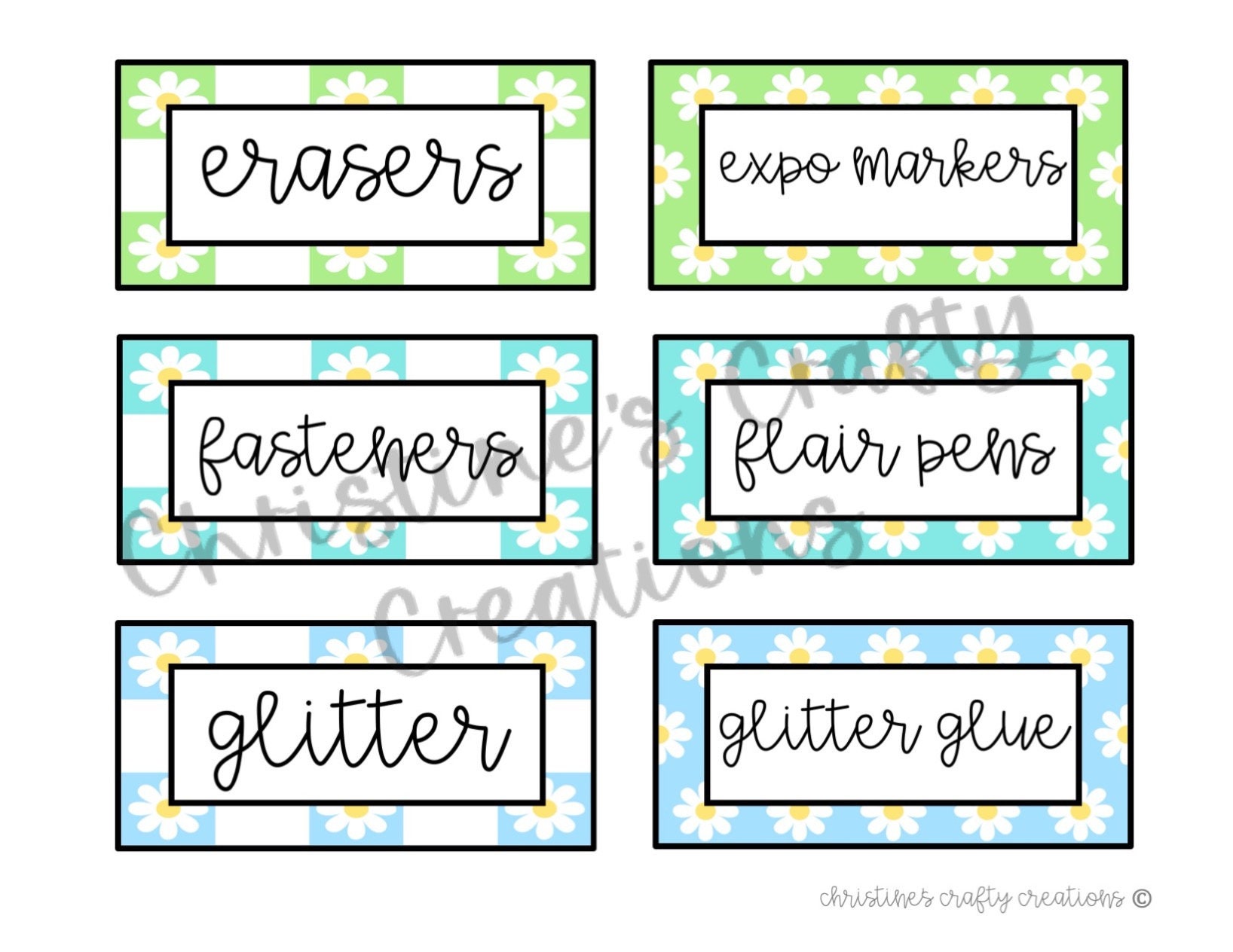 Retro Daisy Toolbox Labels L Editable - Etsy