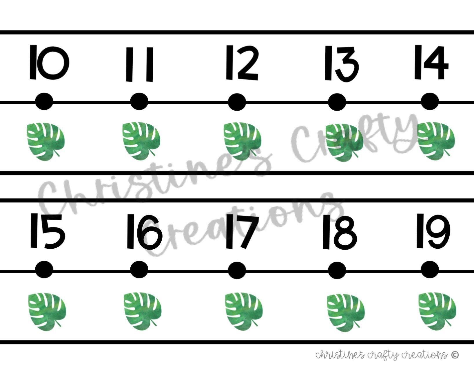 Tropical Leaves Number Line - Etsy