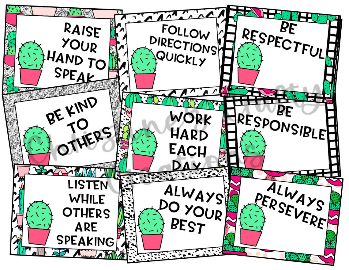 Cactus Classroom Rules Posters L Editable - Etsy