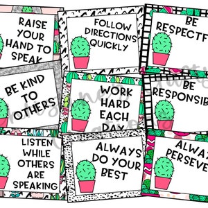 Cactus Classroom Rules Posters L Editable - Etsy