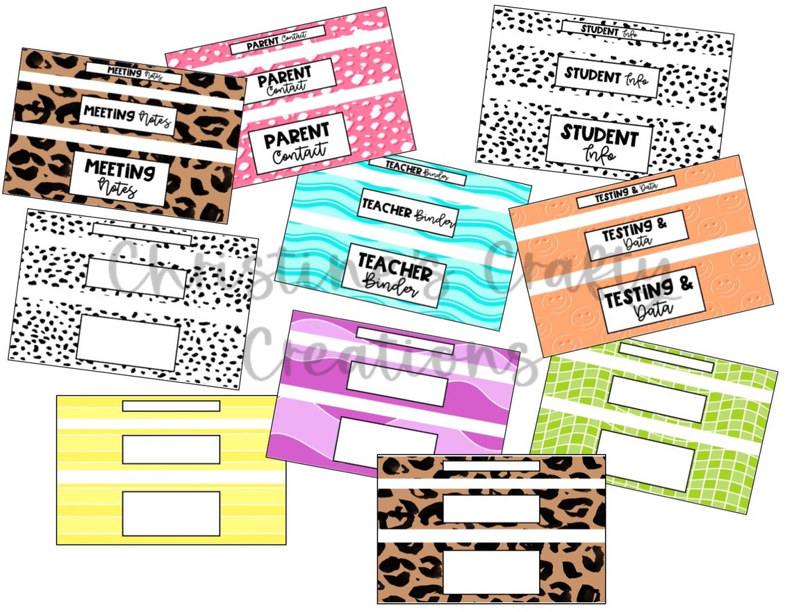 Groovy Leopard and Dalmatian Binder Covers and Spines L Editable - Etsy