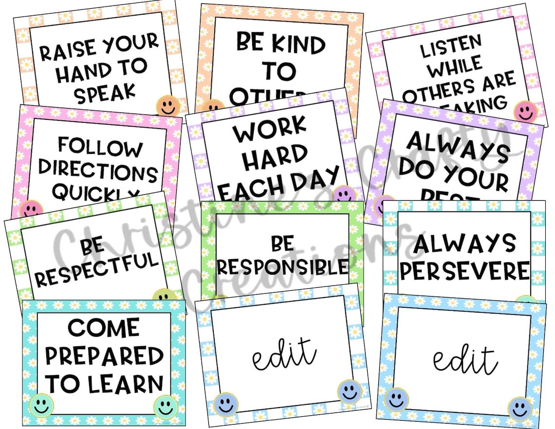 Retro Daisy Hand Signals L Multicultural and Editable - Etsy