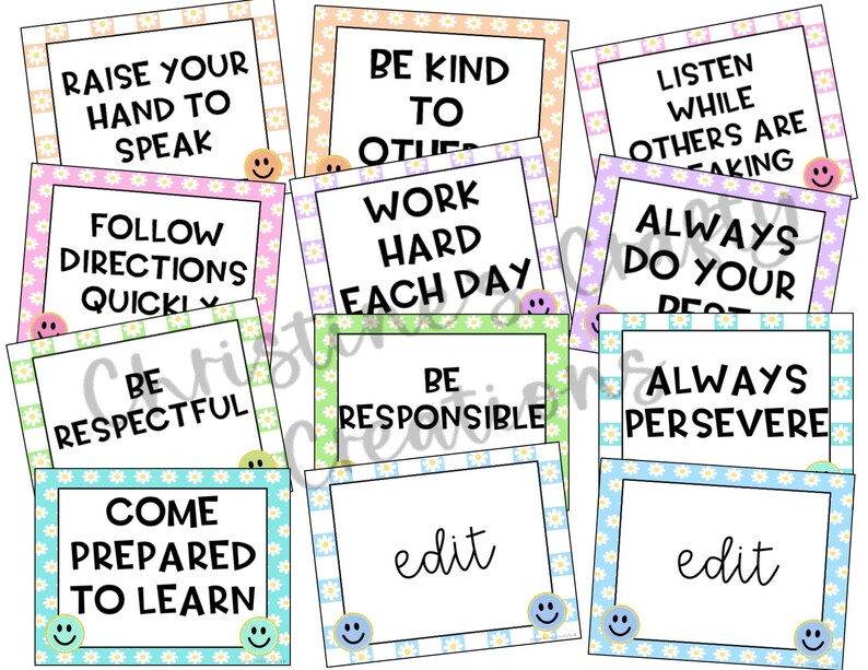 Retro Daisy Hand Signals L Multicultural and Editable - Etsy