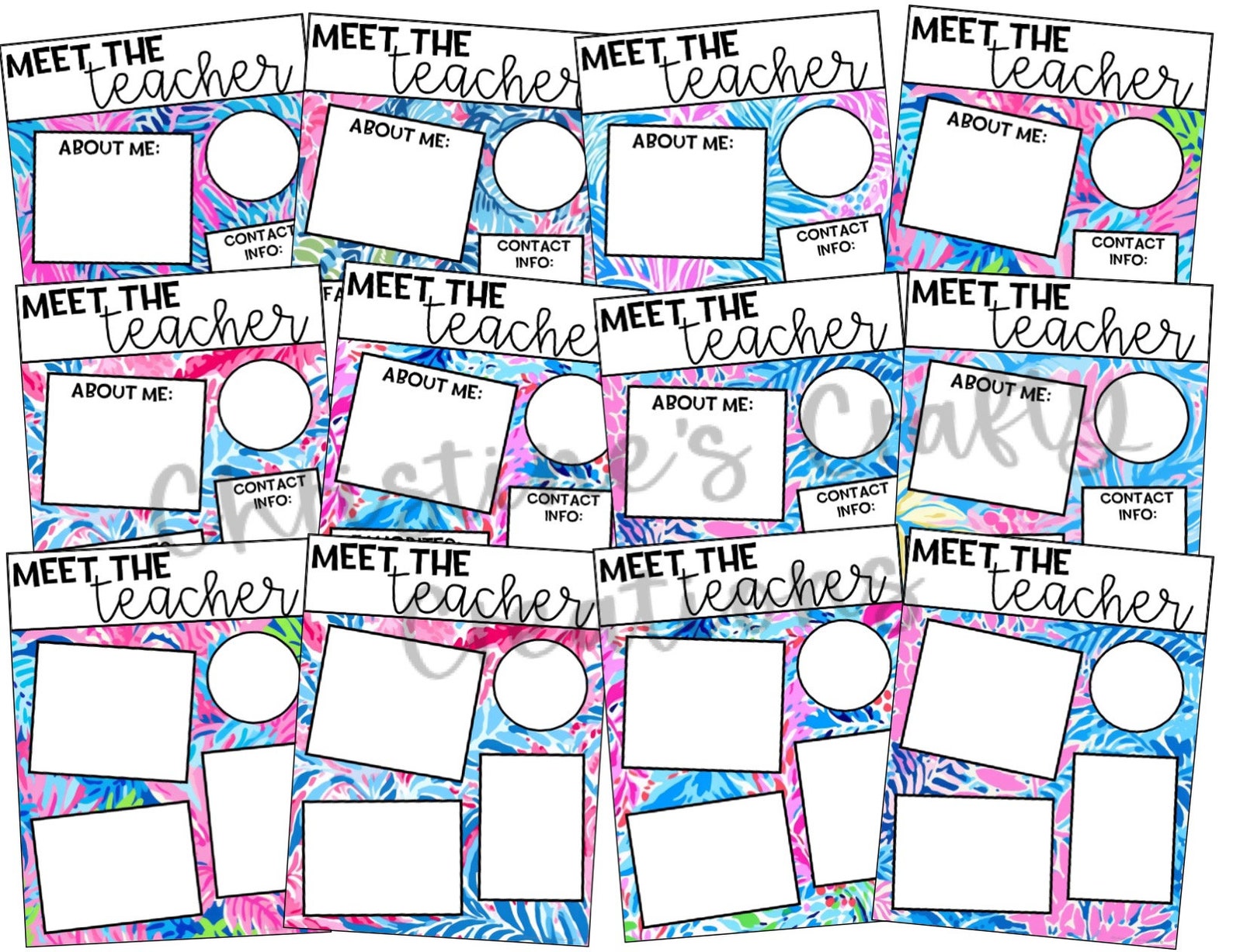 Preppy and Tropical Meet the Teacher Page L Editable - Etsy