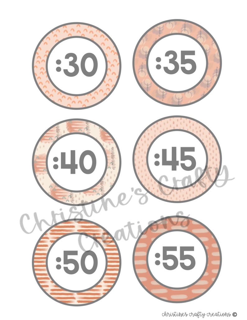 Rustic Boho Clock Labels - Etsy
