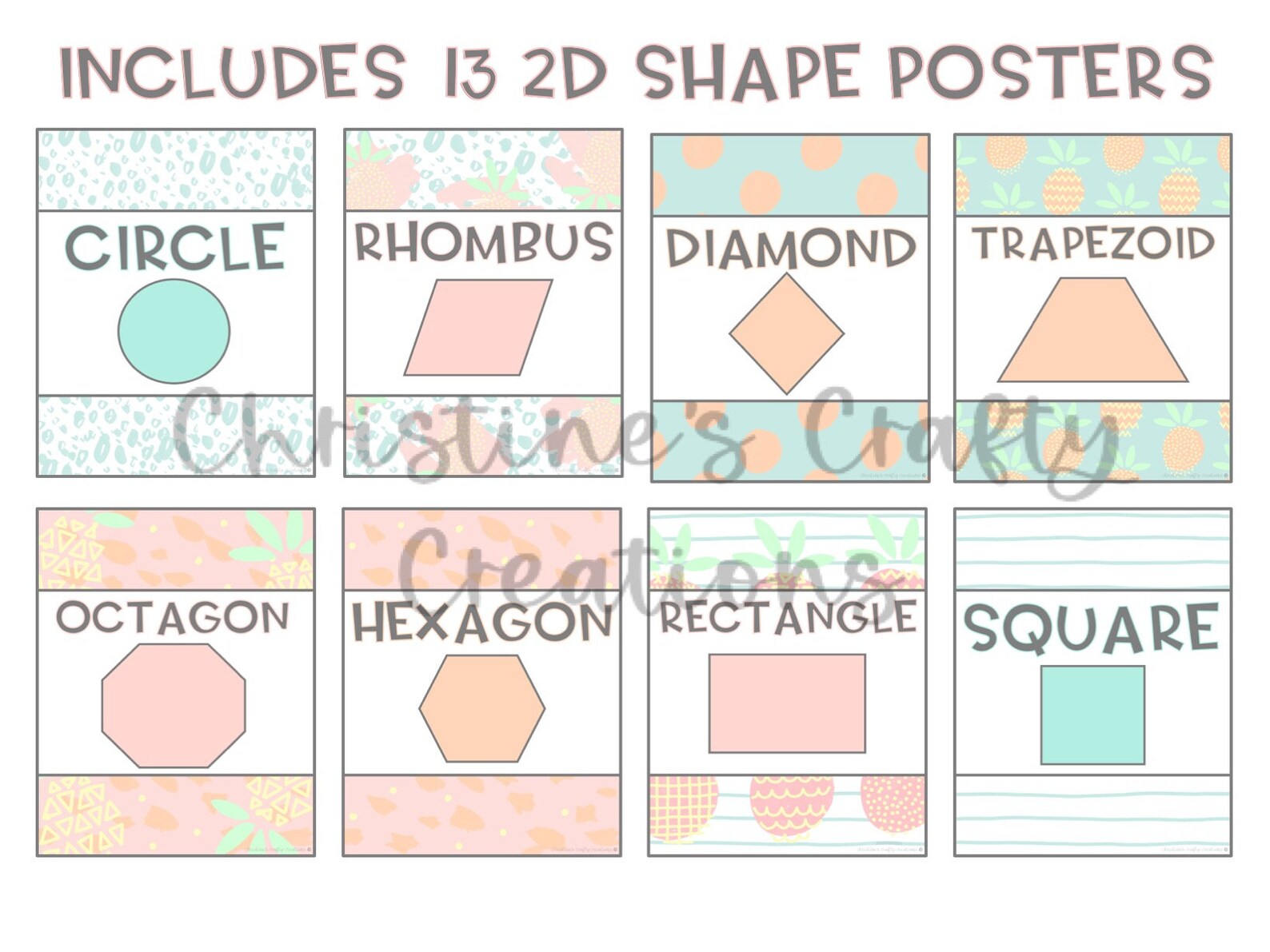 Pineapple 2D Shapes Posters - Etsy