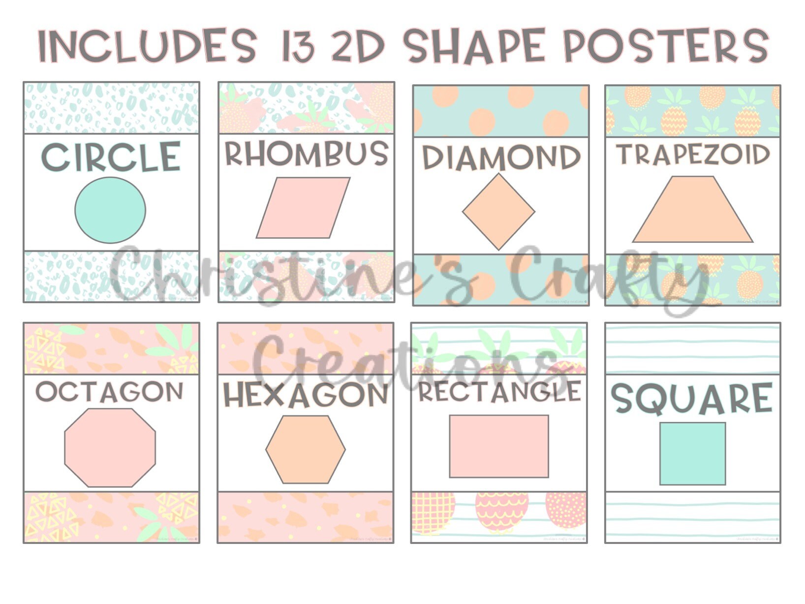 Pineapple 2D Shapes Posters - Etsy
