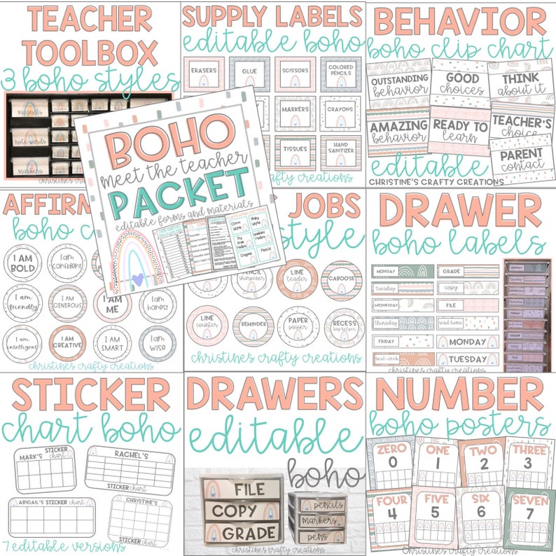 BOHO Classroom Decor Bundle | Etsy
