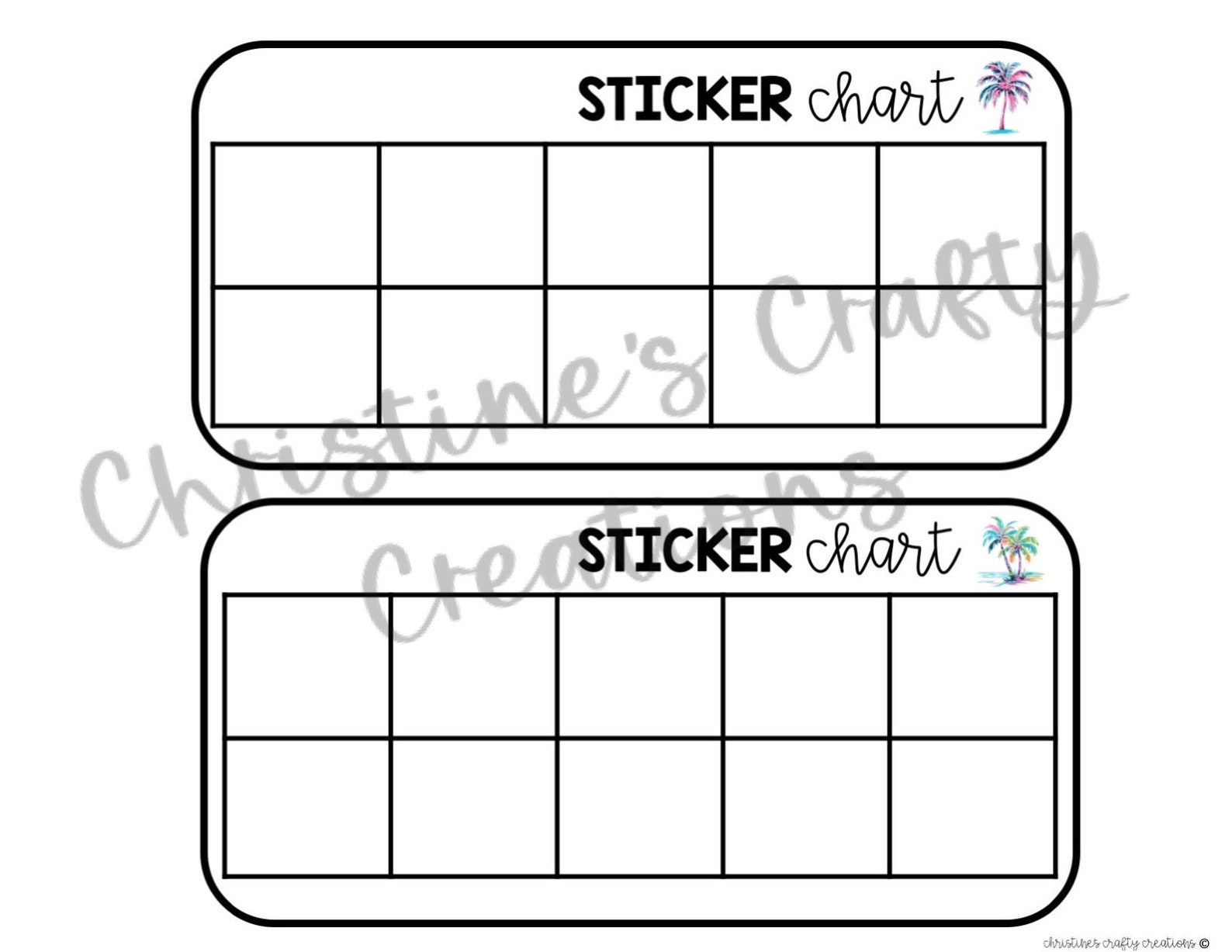 Preppy and Tropical Sticker Charts L Editable - Etsy