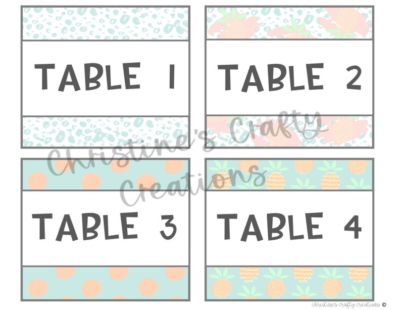 Pineapple Table and Cubby Numbers - Etsy