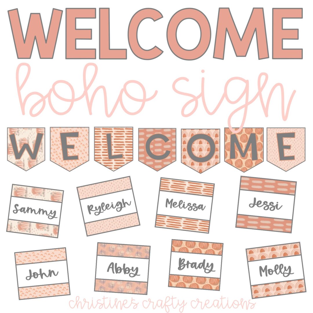 Rustic Boho Welcome Sign L Editable Door Name Labels L Rustic Bulletin ...