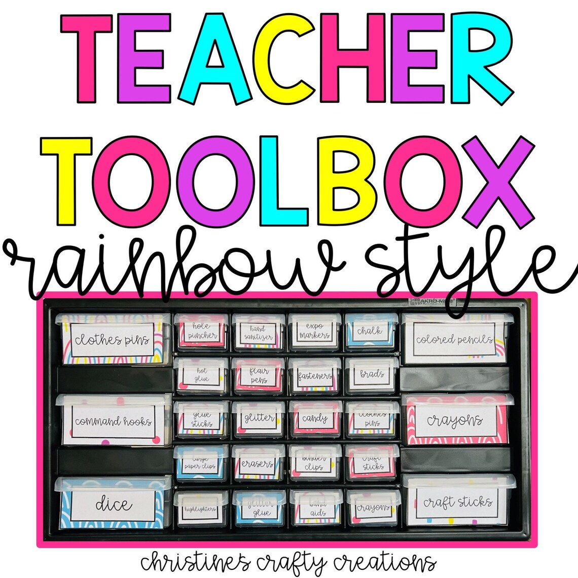 Bright Rainbow Boho Toolbox Labels L Editable - Etsy