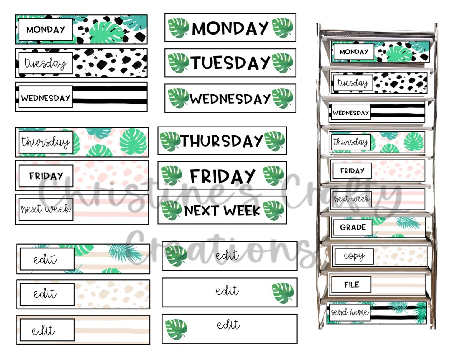 Tropical Leaves 10 Drawer Labels L Editable - Etsy