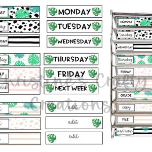 Tropical Leaves 10 Drawer Labels L Editable - Etsy