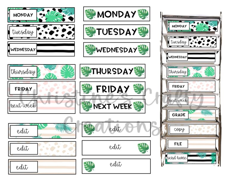 Tropical Leaves 10 Drawer Labels L Editable - Etsy