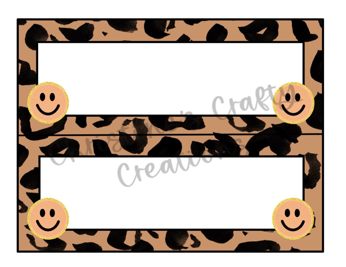 Groovy Leopard and Dalmatian Name Tags L Editable - Etsy