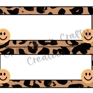 Groovy Leopard and Dalmatian Name Tags L Editable - Etsy