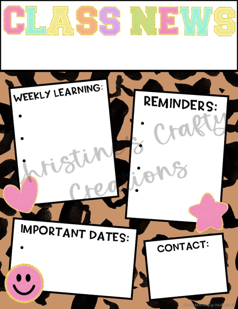 Groovy Leopard and Dalmatian Newsletter Templates L Editable - Etsy