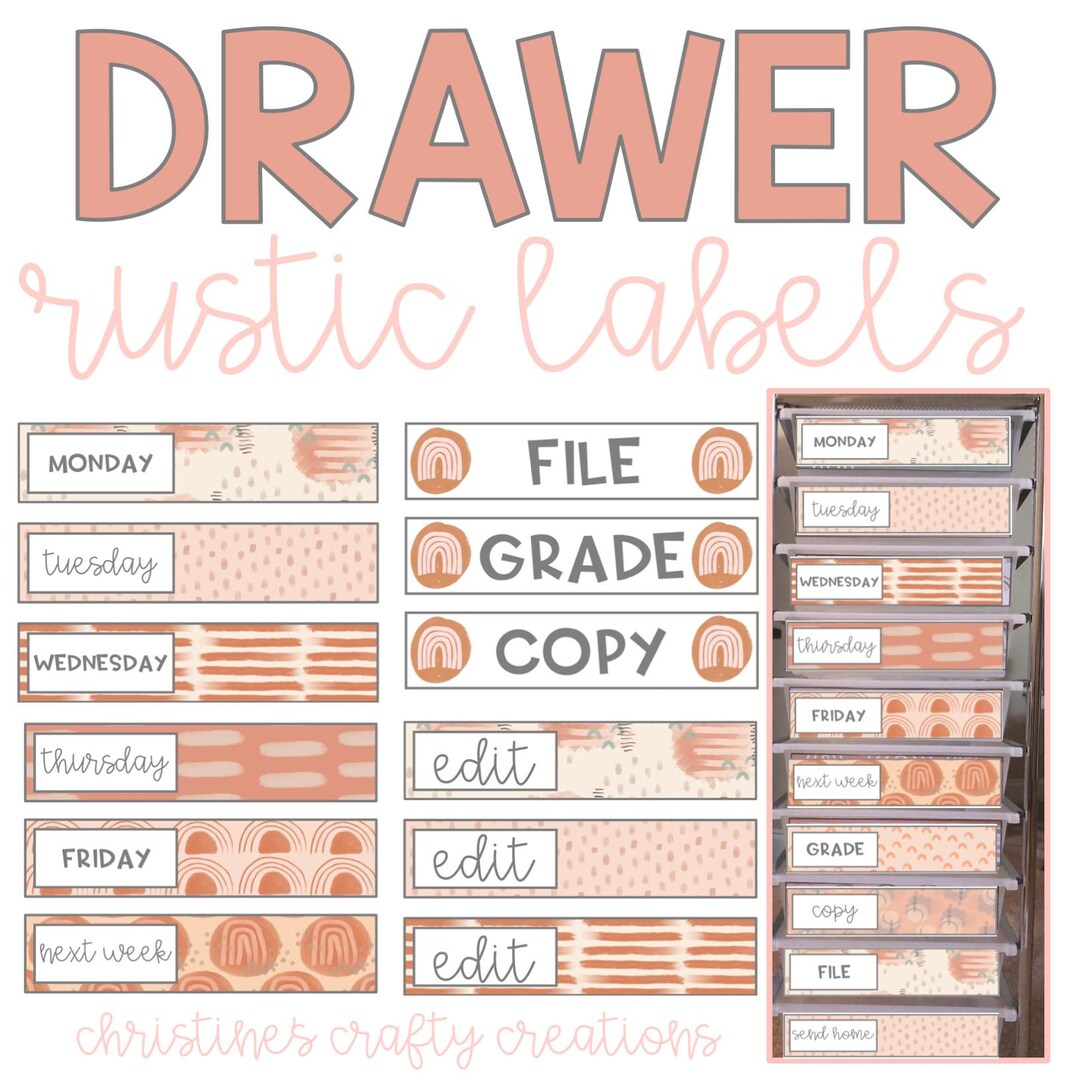 Rustic Boho 10 Drawer Labels L Editable - Etsy