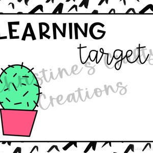 Cactus Learning Targets L Editable - Etsy