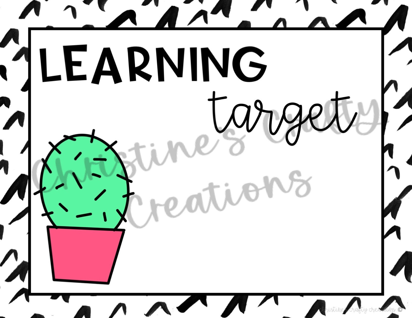 Cactus Learning Targets L Editable - Etsy