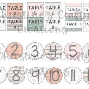 BOHO Table and Cubby Numbers - Etsy