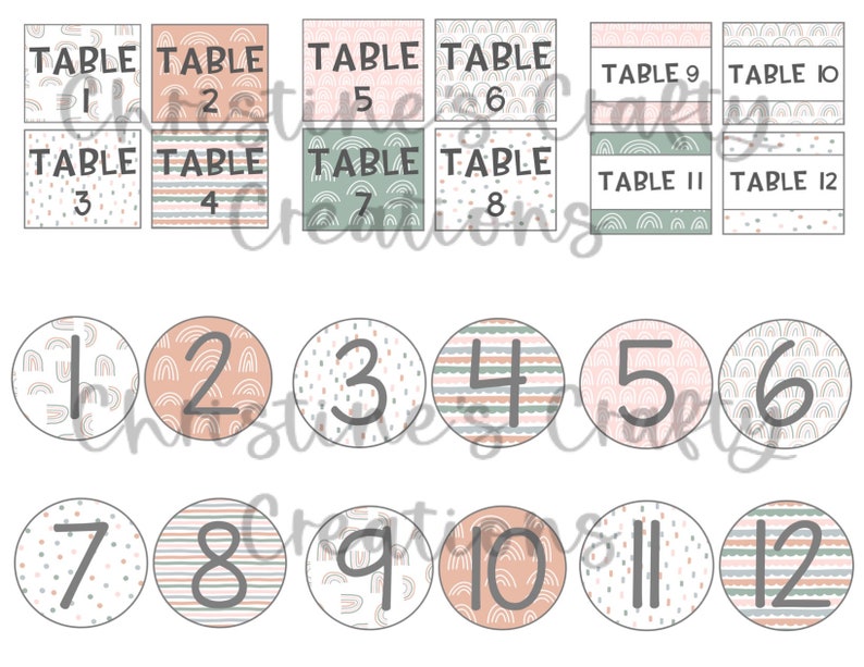 BOHO Table and Cubby Numbers - Etsy