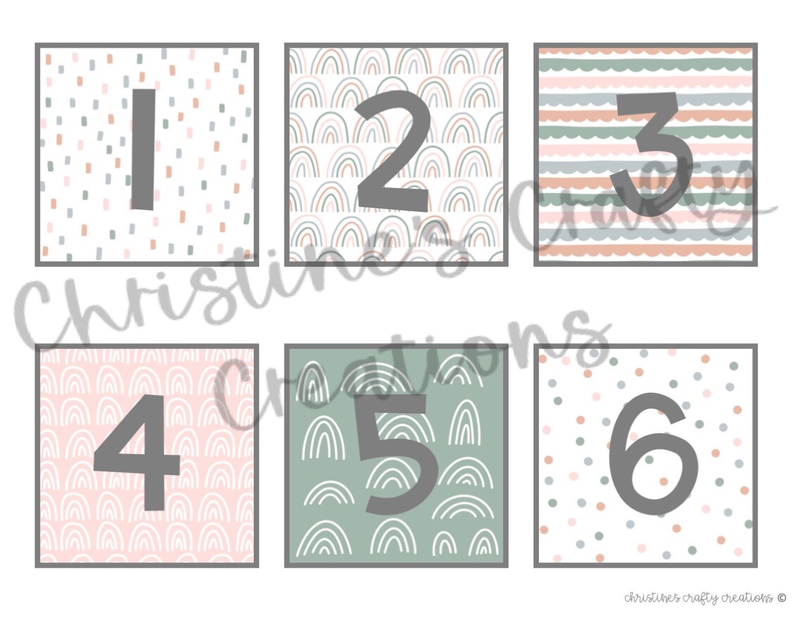 BOHO Calendar Labels L Editable - Etsy