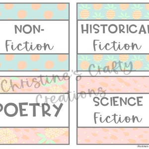 Pineapple Book Bin Labels L Editable - Etsy