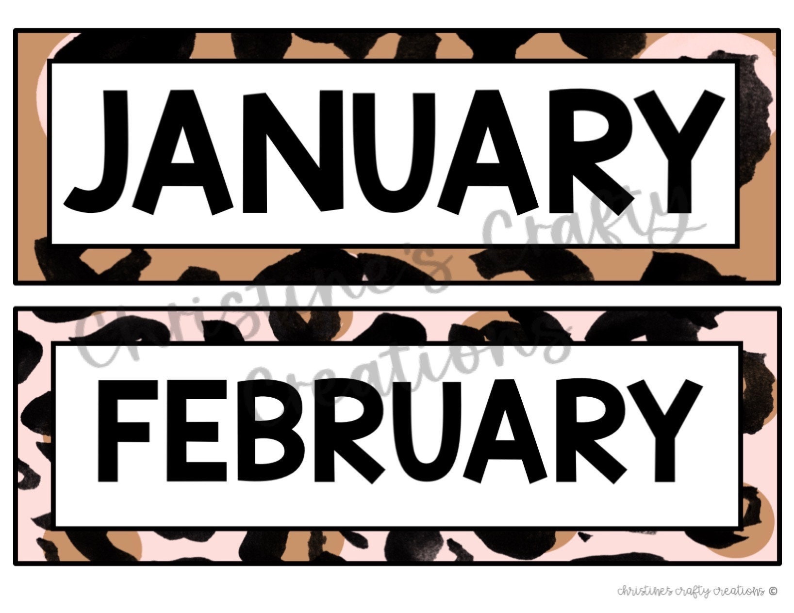 Leopard Calendar Labels L Editable - Etsy
