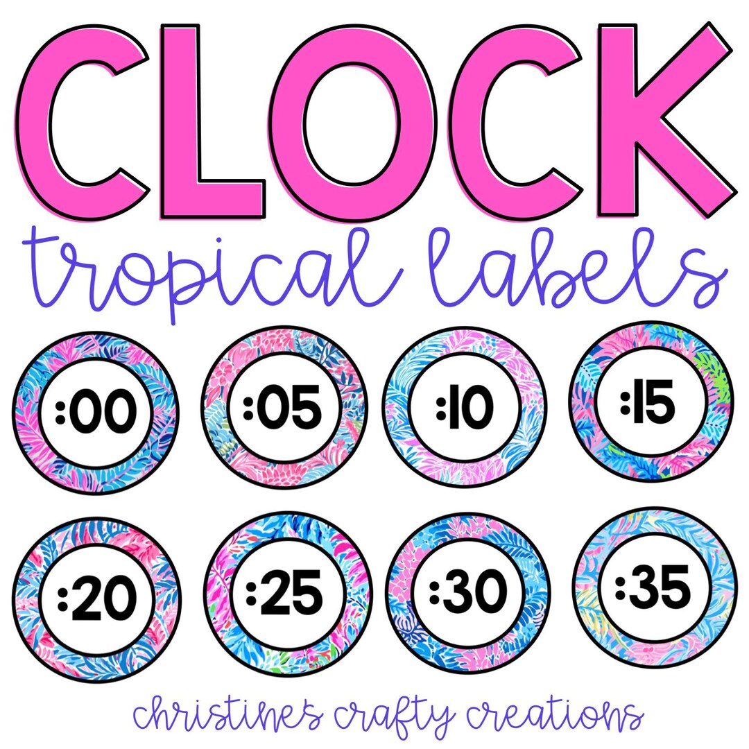 Preppy and Tropical Clock Labels - Etsy