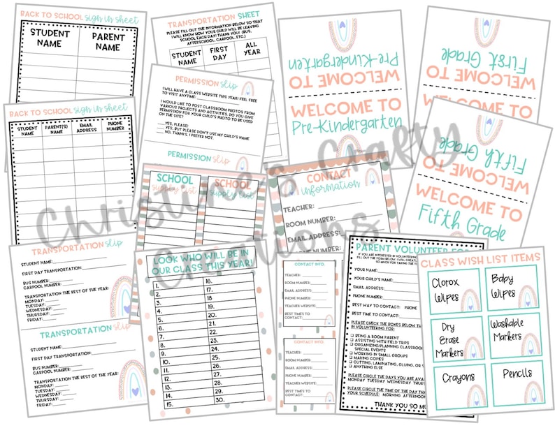 BOHO Meet the Teacher Night L Editable Forms and Materials - Etsy