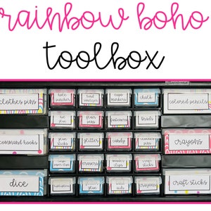 Bright Rainbow Boho Toolbox Labels L Editable - Etsy