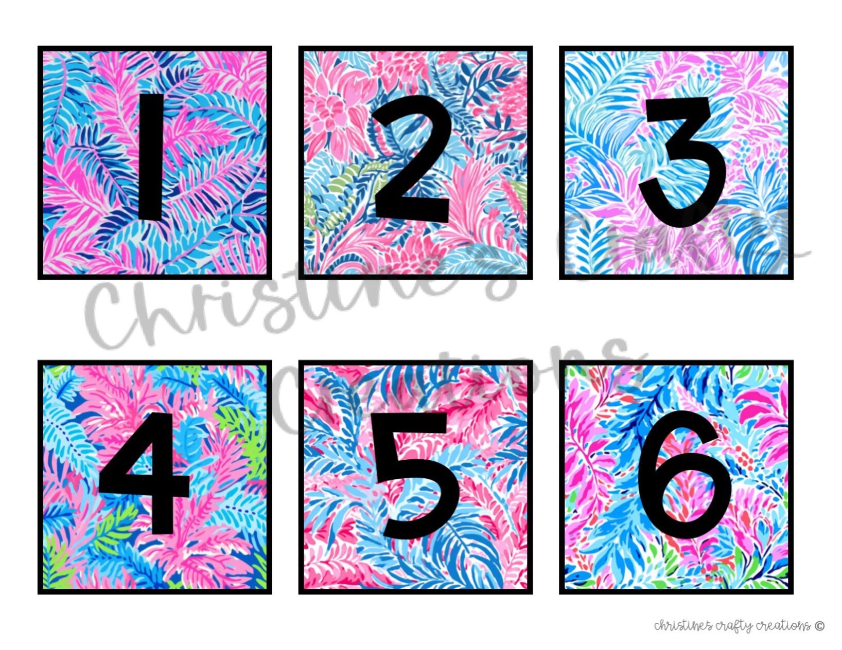 Preppy and Tropical Calendar Labels L Editable - Etsy