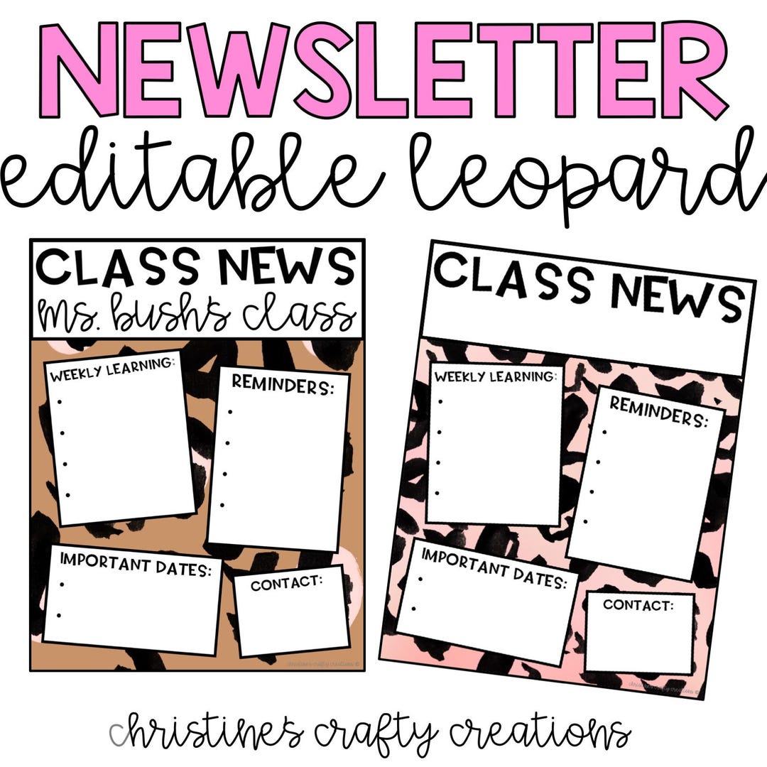 Leopard Newsletter Templates L Editable - Etsy